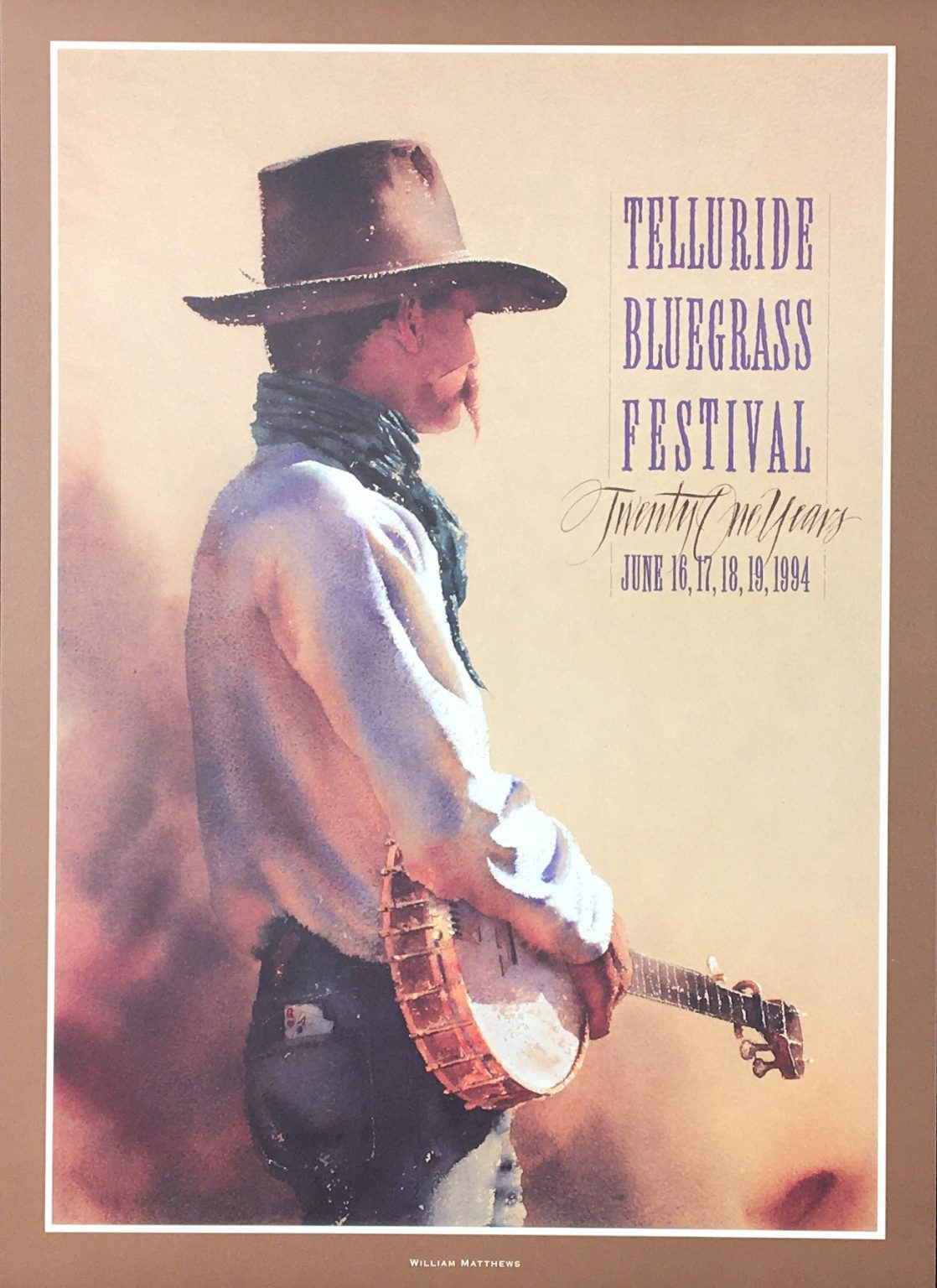 1994 Telluride Bluegrass Poster - William Matthews
